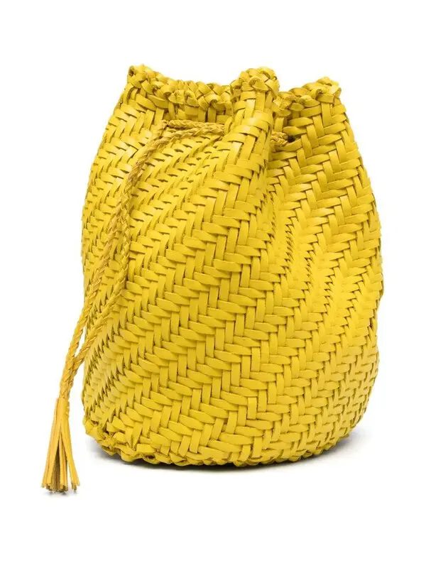 Dragon Diffusion Interwoven Leather Bucket Bag - Yellow