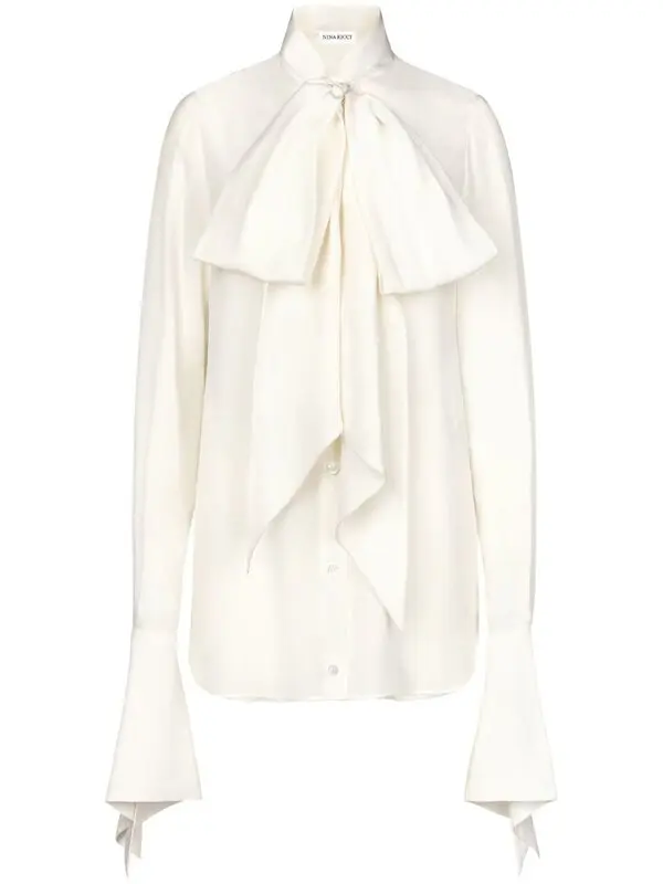 Nina Ricci Pussy-bow Silk Shirt
