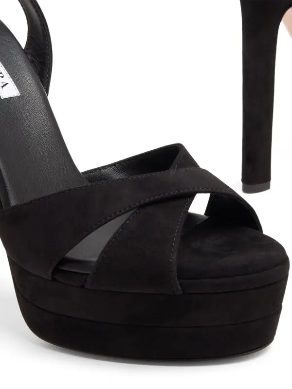 AQUAZZURA 130mm Suede Platform Sandals - Black