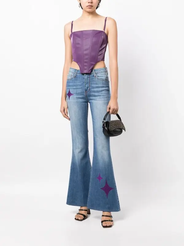 MADISON MAISON Star-print Flared Jeans - Blue