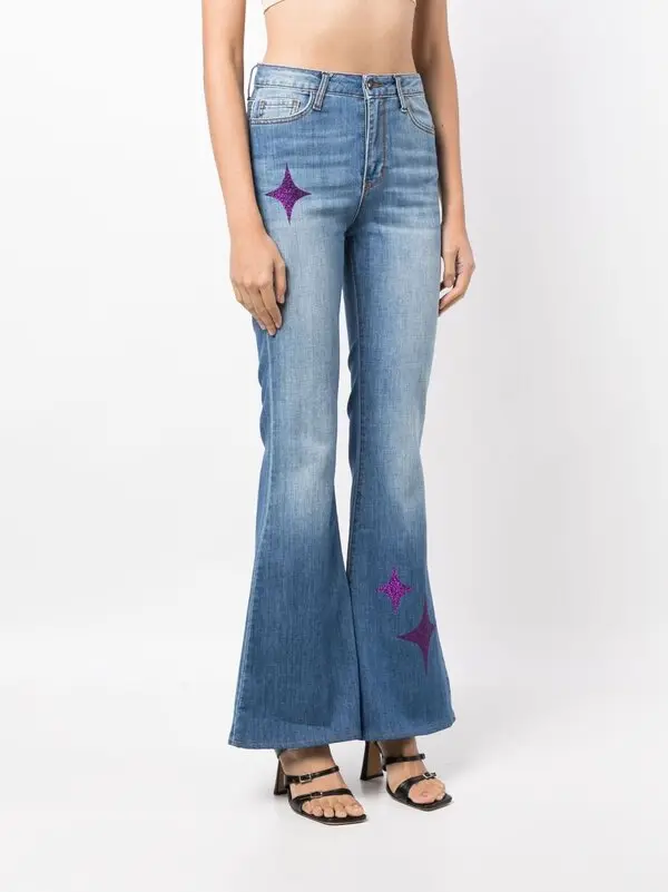 MADISON MAISON Star-print Flared Jeans - Blue