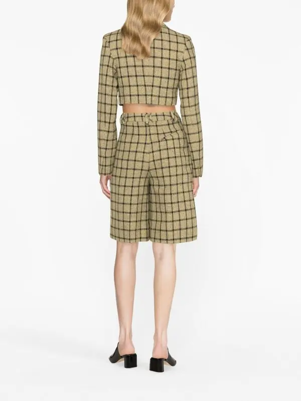 GANNI Checked High-waisted Suit Shorts