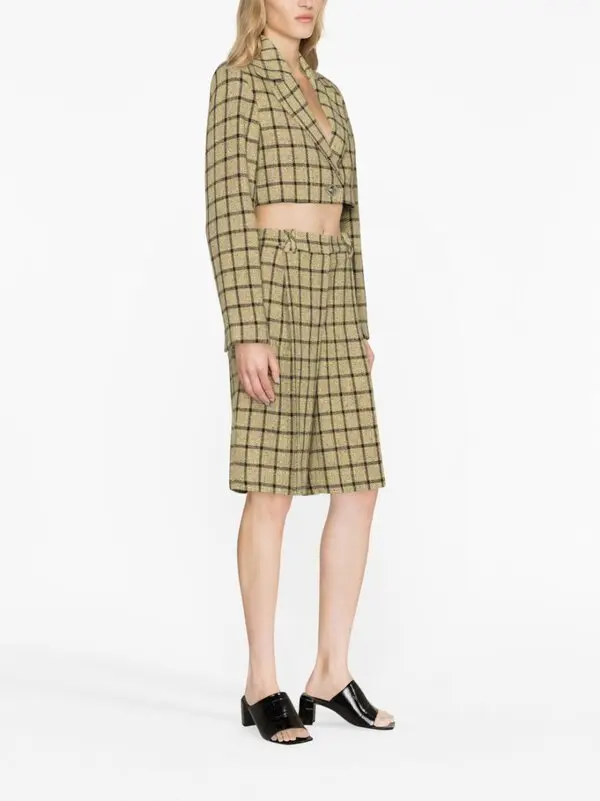 GANNI Checked High-waisted Suit Shorts