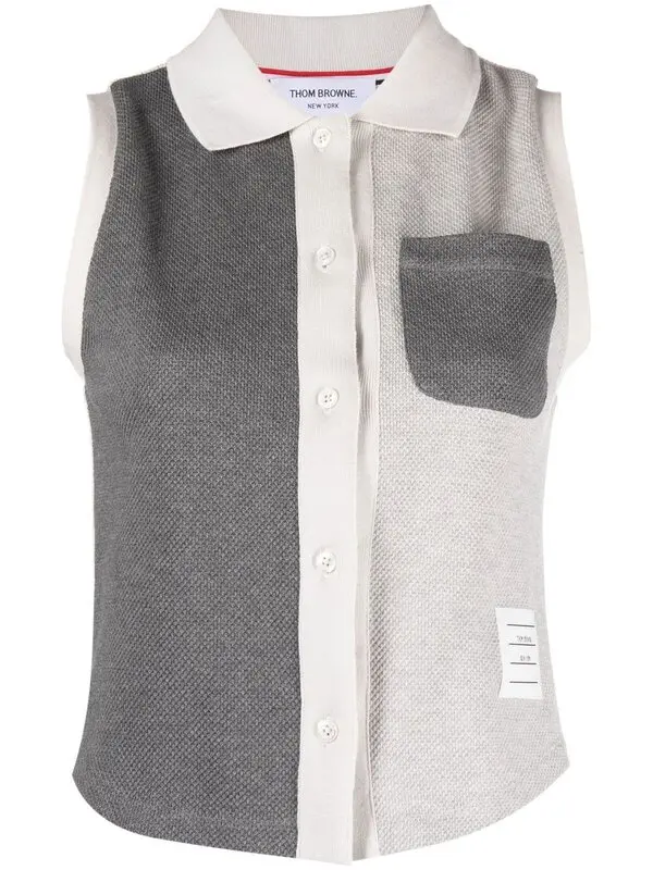 Thom Browne Sleeveless Patchwork Polo