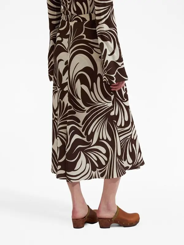 La DoubleJ Abstract-print Midi Skirt