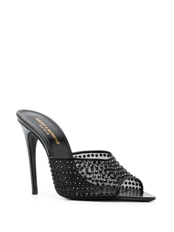 Saint Laurent Embellished Leather Mules