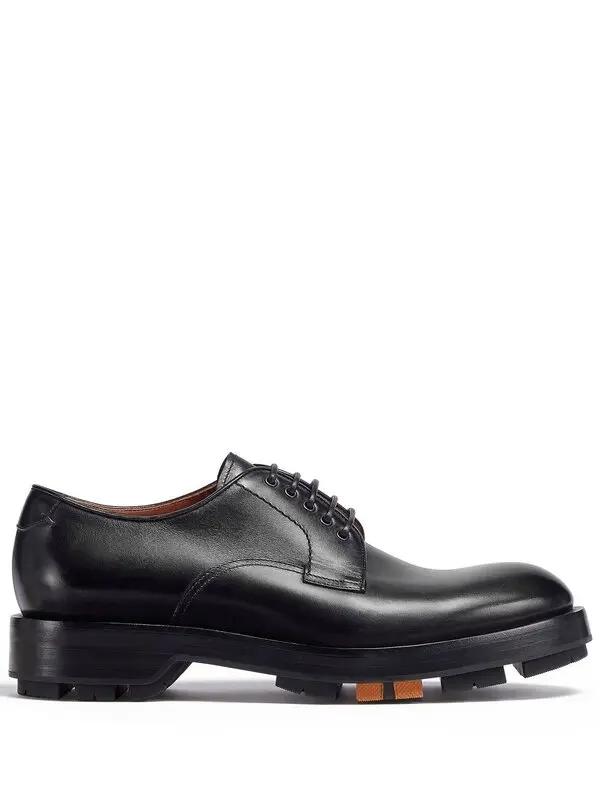 Zegna Chunky-sole Leather Derby Shoes - Black