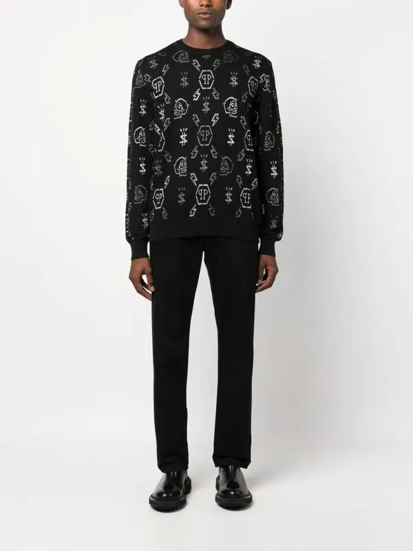 Philipp Plein Ls Jacquard Monogram Jumper
