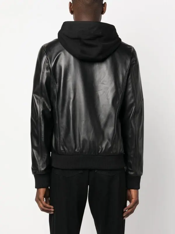Philipp Plein Leather Hooded Jacket