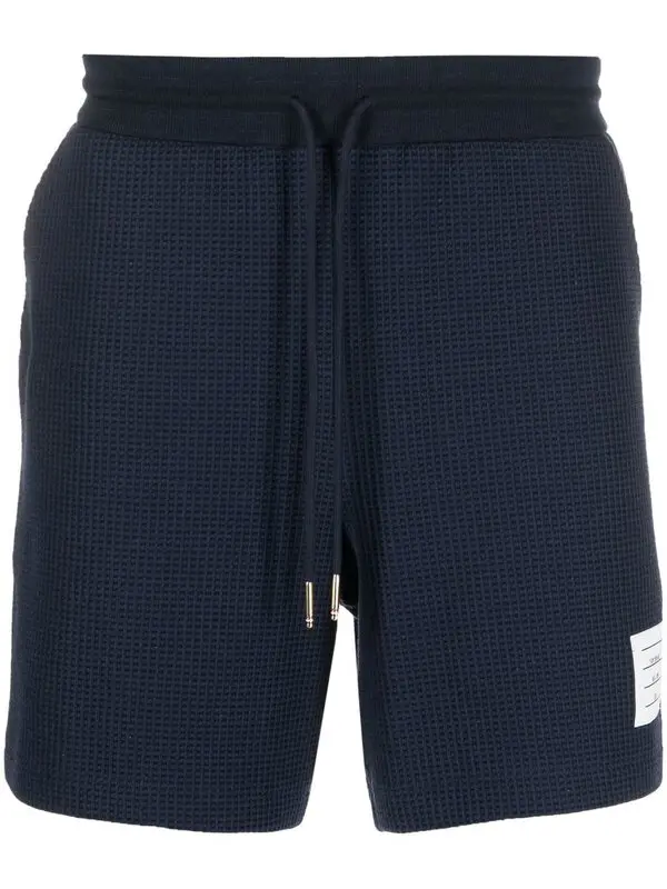 Thom Browne Waffle-effect Drawstring Shorts - Blue