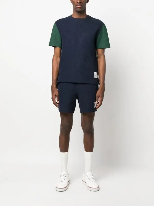 Thom Browne Waffle-effect Drawstring Shorts - Blue