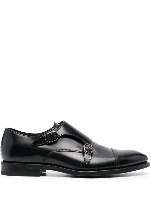 HENDERSON BARACCO Side-buckle Leather Monk Shoes - Black