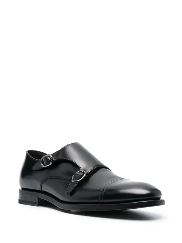 HENDERSON BARACCO Side-buckle Leather Monk Shoes - Black