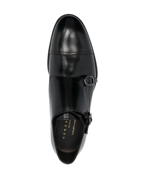 HENDERSON BARACCO Side-buckle Leather Monk Shoes - Black