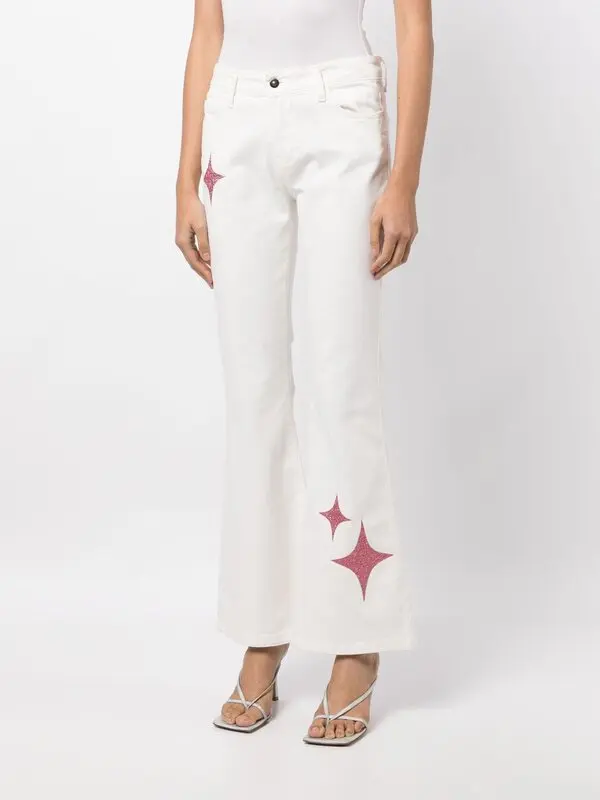 MADISON MAISON Star-print Flared Jeans - White