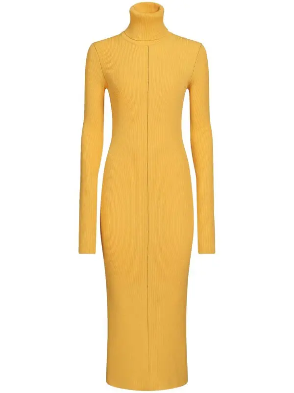 Marni Roll-neck Ribbed Knit Midi Dress - Yellow