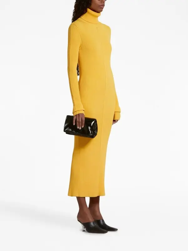Marni Roll-neck Ribbed Knit Midi Dress - Yellow