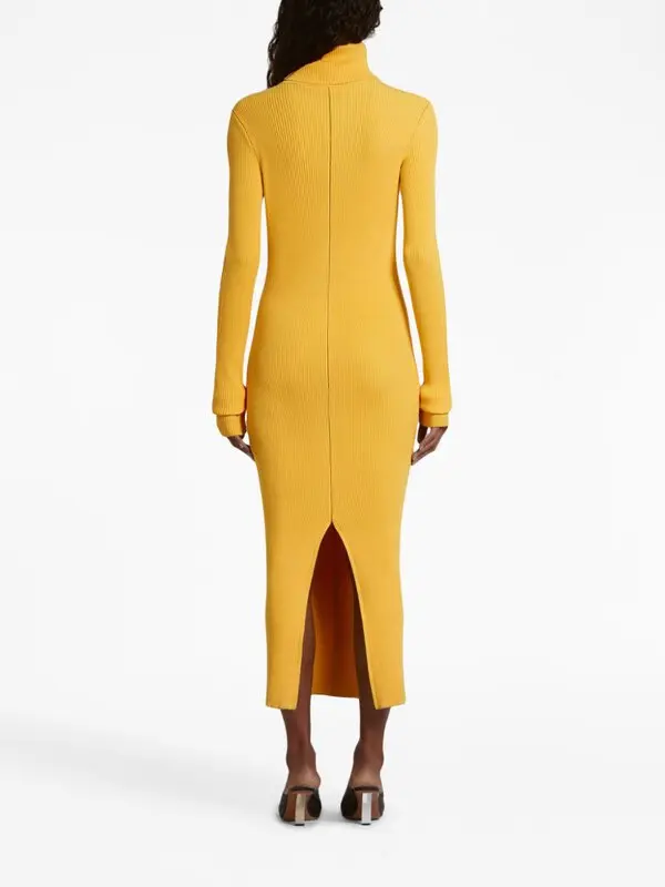 Marni Roll-neck Ribbed Knit Midi Dress - Yellow