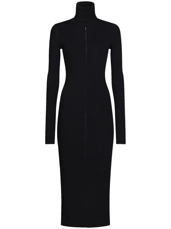 Marni Roll-neck Ribbed Midi Dress - Black