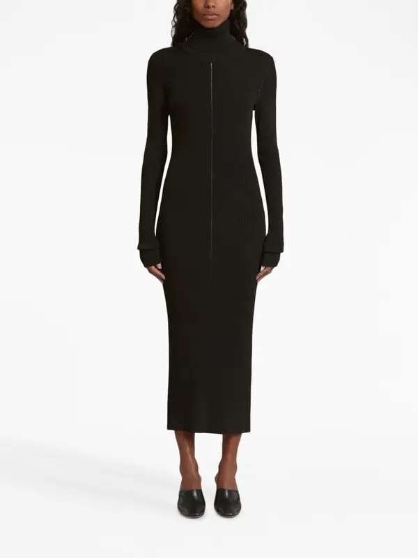 Marni Roll-neck Ribbed Midi Dress - Black