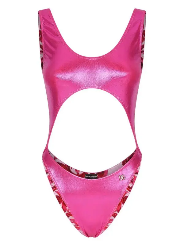 Dolce & Gabbana High-shine Cut-out Swimsuit - Pink