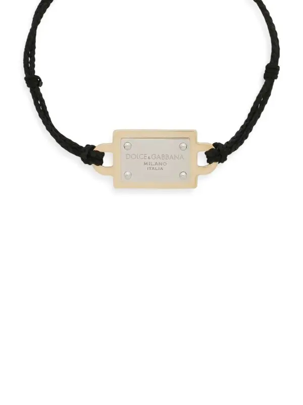 Dolce & Gabbana Logo-plaque Cord Bracelet - Gold