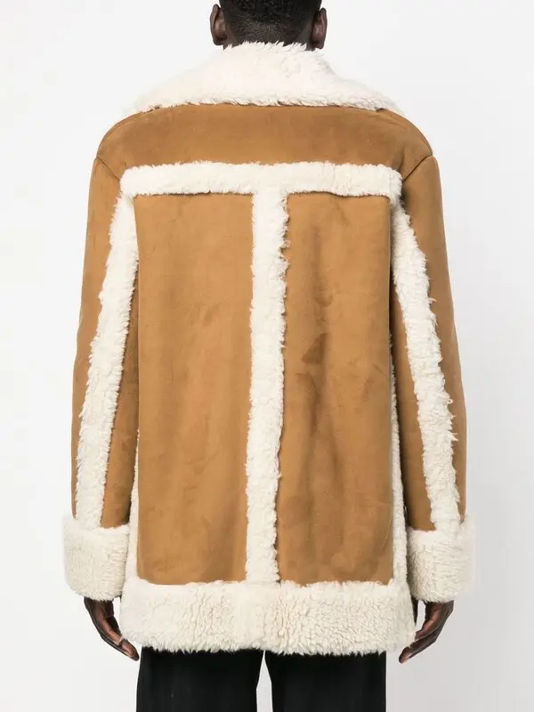 Sacai Faux-shearling Single-breasted Coat