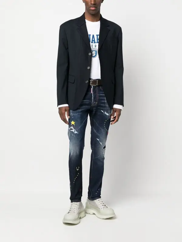 Dsquared2 Illustrated Distressed Skinny Jeans