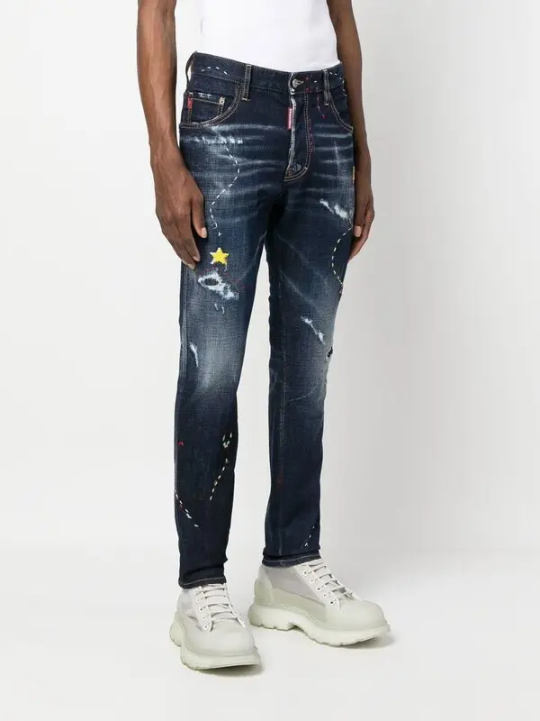 Dsquared2 Illustrated Distressed Skinny Jeans