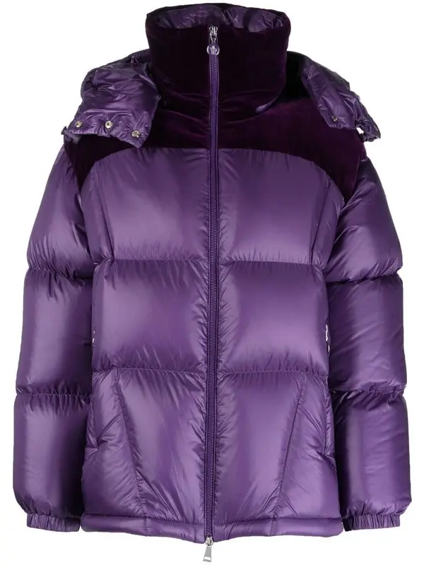 Moncler Meandre Velvet-paneled Padded Jacket - Purple