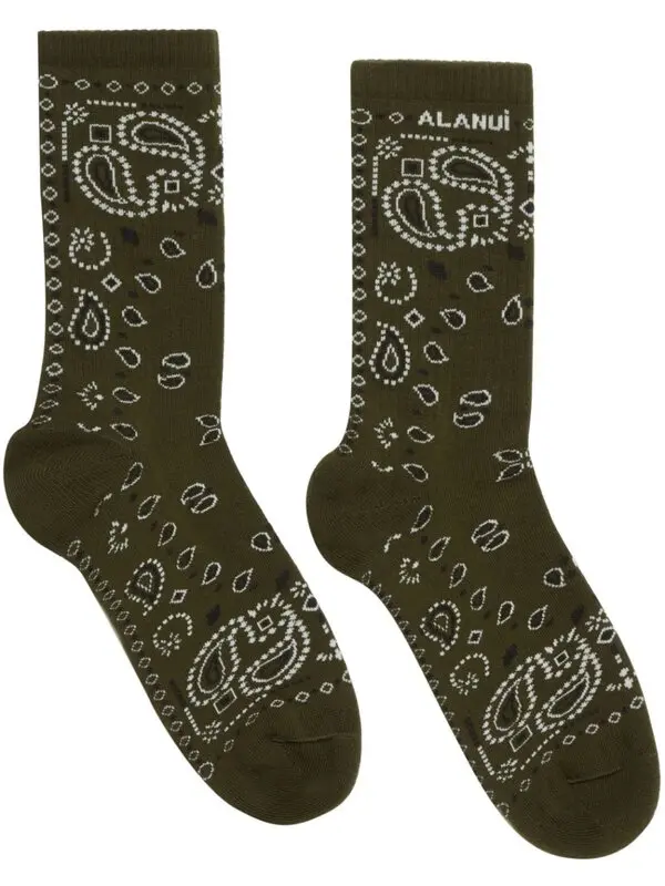 Alanui Bandana-print Ankle Socks - Green