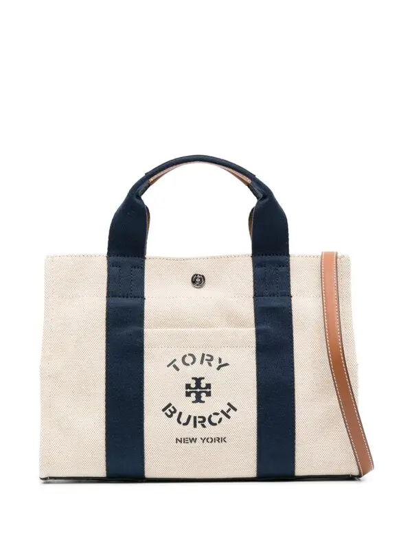 Tory Burch Small Tory Canvas Tote Bag - Neutrals | Editorialist