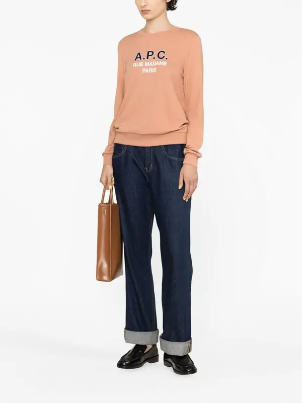 A.p.c. Madame Logo-print Cotton Sweatshirt - Pink