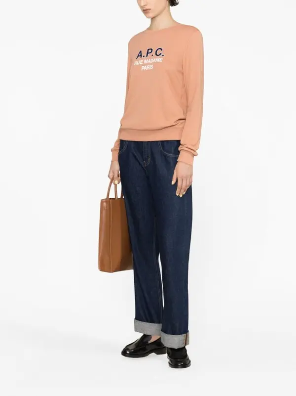 A.p.c. Madame Logo-print Cotton Sweatshirt - Pink