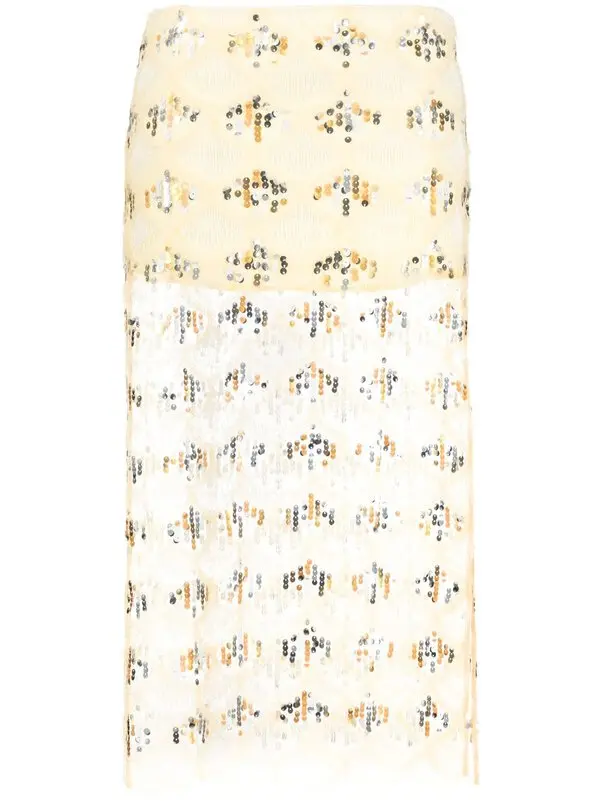SIEDRES Sequinned Sheer Midi Skirt