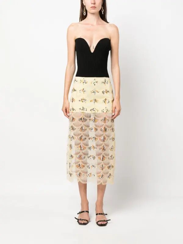 SIEDRES Sequinned Sheer Midi Skirt