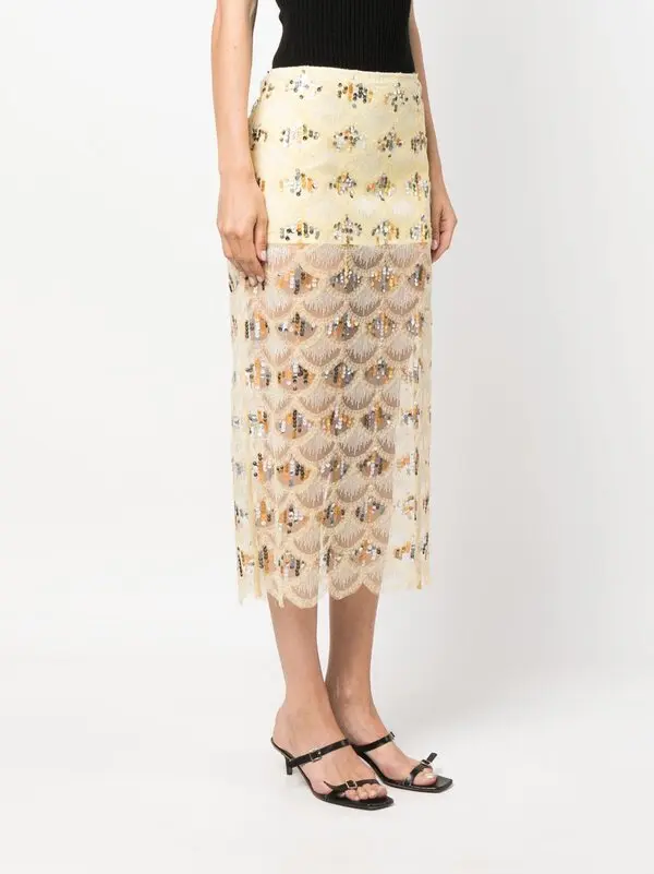 SIEDRES Sequinned Sheer Midi Skirt