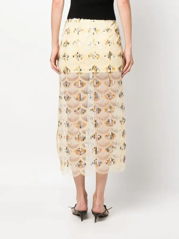 SIEDRES Sequinned Sheer Midi Skirt