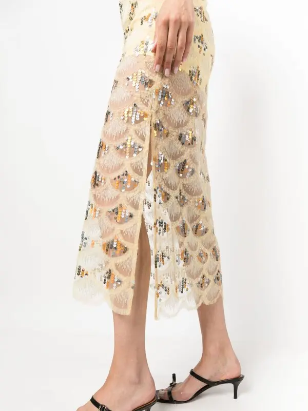 SIEDRES Sequinned Sheer Midi Skirt