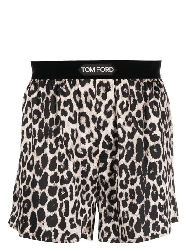 TOM FORD Leopard-print Silk Boxer - Black