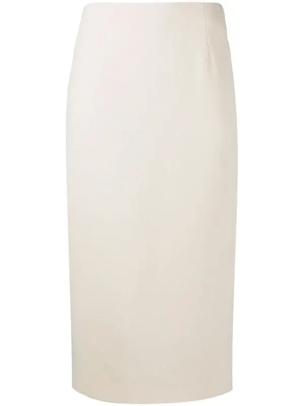 Alessandra Rich Wool Bouclé Midi Pencil Skirt - Neutrals