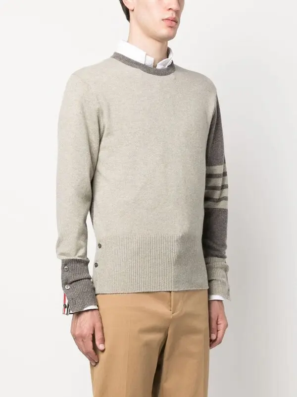 Thom Browne 4-bar Stripe Cashmere Jumper - Neutrals