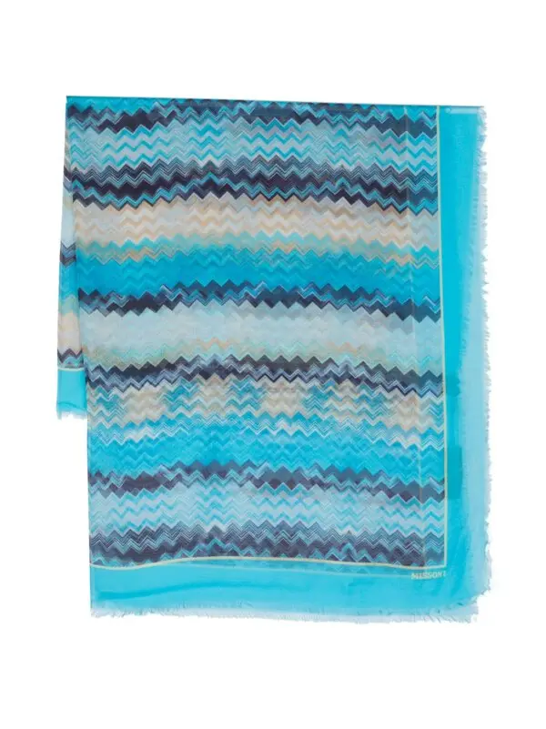 Missoni Zig-zag Print Scarf - Blue