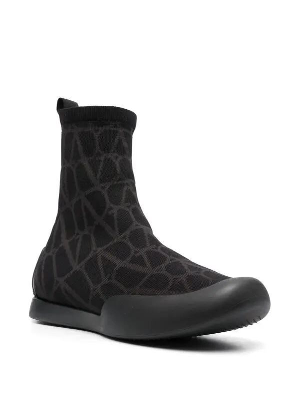Valentino Garavani Toile Iconographe Sock Boots - Black