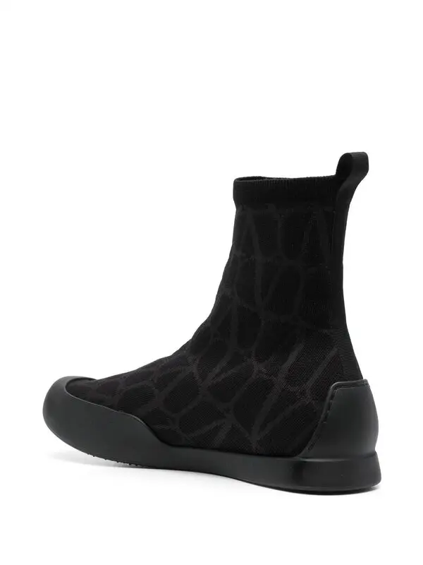 Valentino Garavani Toile Iconographe Sock Boots - Black