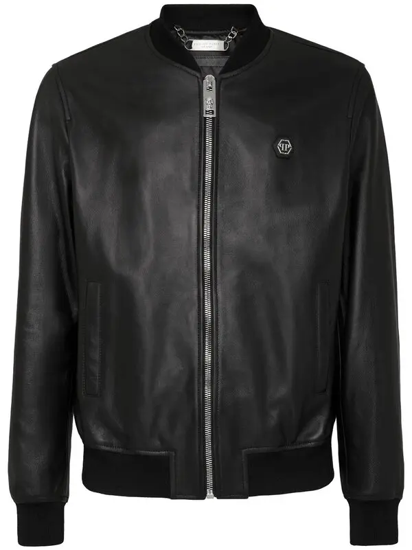 Philipp Plein Billy Leather Bomber Jacket
