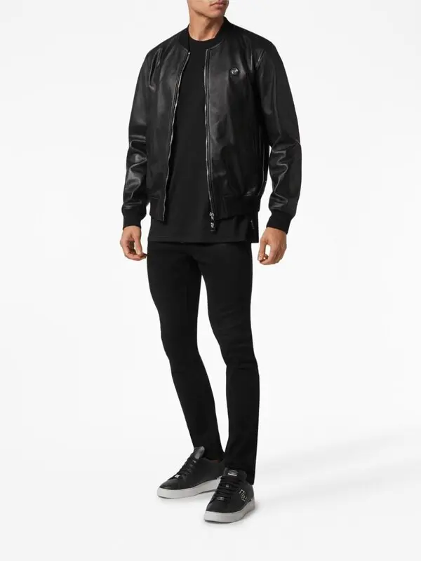 Philipp Plein Billy Leather Bomber Jacket