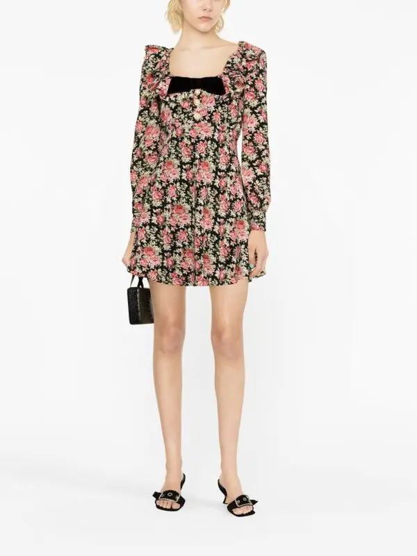 Alessandra Rich Rose-print Silk Minidress