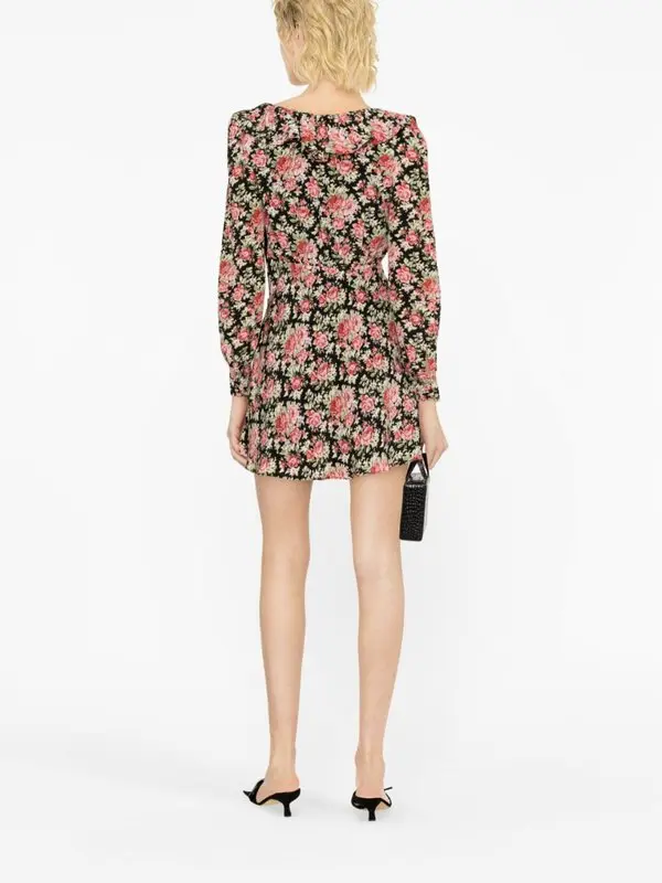 Alessandra Rich Rose-print Silk Minidress