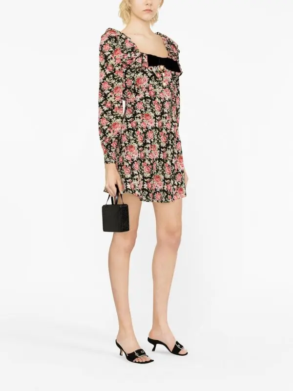 Alessandra Rich Rose-print Silk Minidress